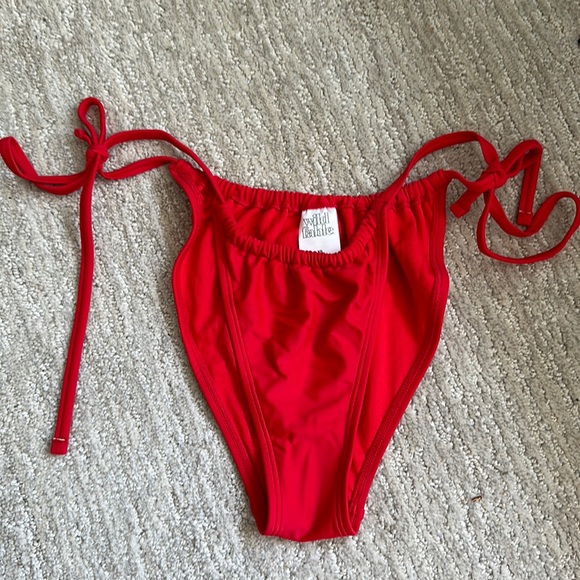 Swim | Nwt Price Drop Red Bikini Bottoms High Rise Tie Waist | Poshmark
